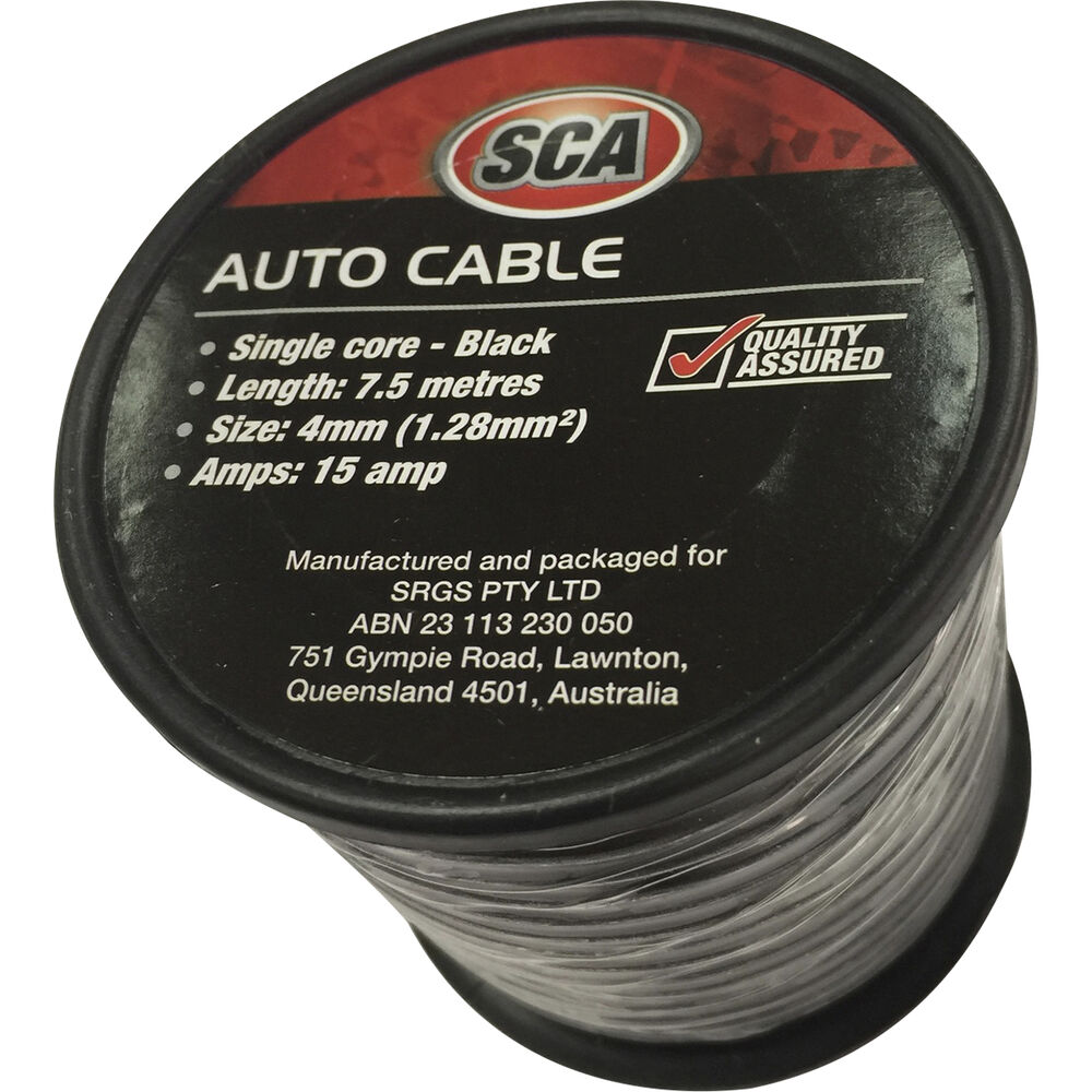 SCA Automotive Cable - Single Core, 15A 4mm x 7.5m, Black | Supercheap ...