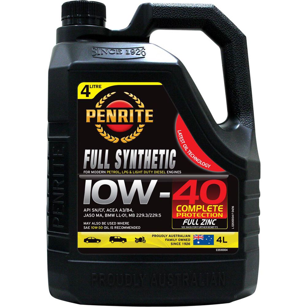 Penrite Full Synthetic Engine Oil - 10W-40 4 Litre | Supercheap Auto ...