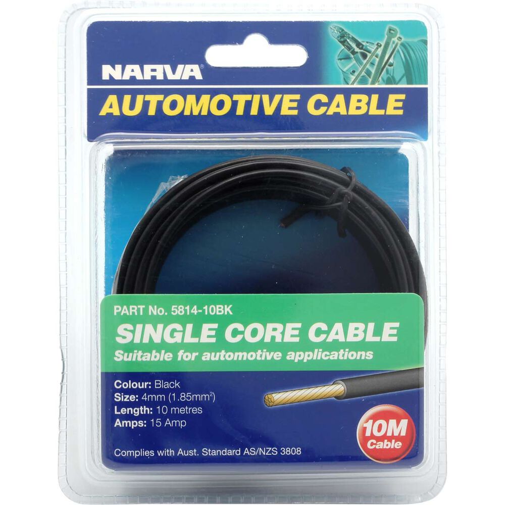 Narva Automotive Cable - Single Core, 15A 4mm x 10m, Black | Supercheap ...