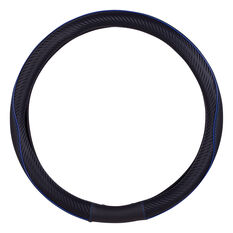SCA Steering Wheel Cover Leather Look & Carbon Black/Blue 380mm ...
