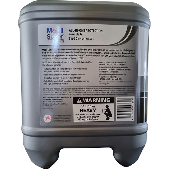 Mobil Super 3000 Formula G Engine Oil 5W-30 10 Litre | Supercheap Auto ...