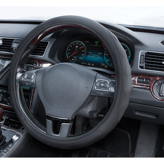 SCA Steering Wheel Cover - PU Racing, Black, 380mm diameter ...