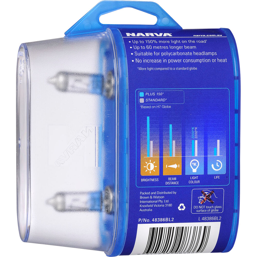Narva Plus 150 Headlight Globes - H7, 12V 55W, 48386BL2 | Supercheap ...