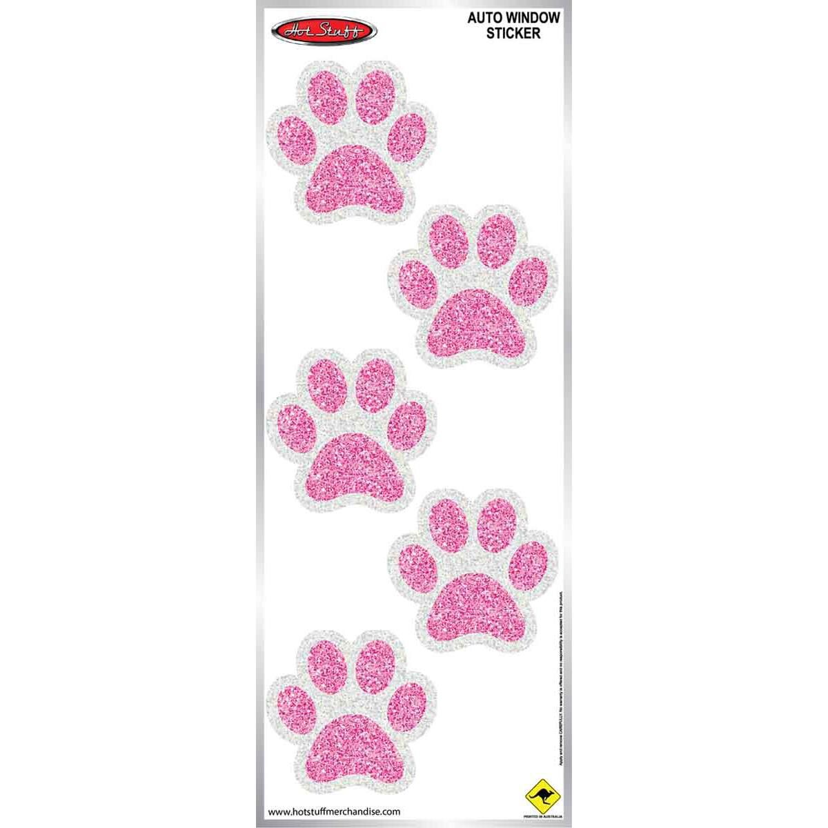 Hot Stuff Sticker Sparkling Pink Paw Prints Medium, Vinyl | Supercheap ...
