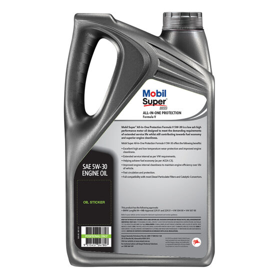 Mobil Super 3000 Formula V Engine Oil 5W-30 5 Litre | Supercheap Auto ...