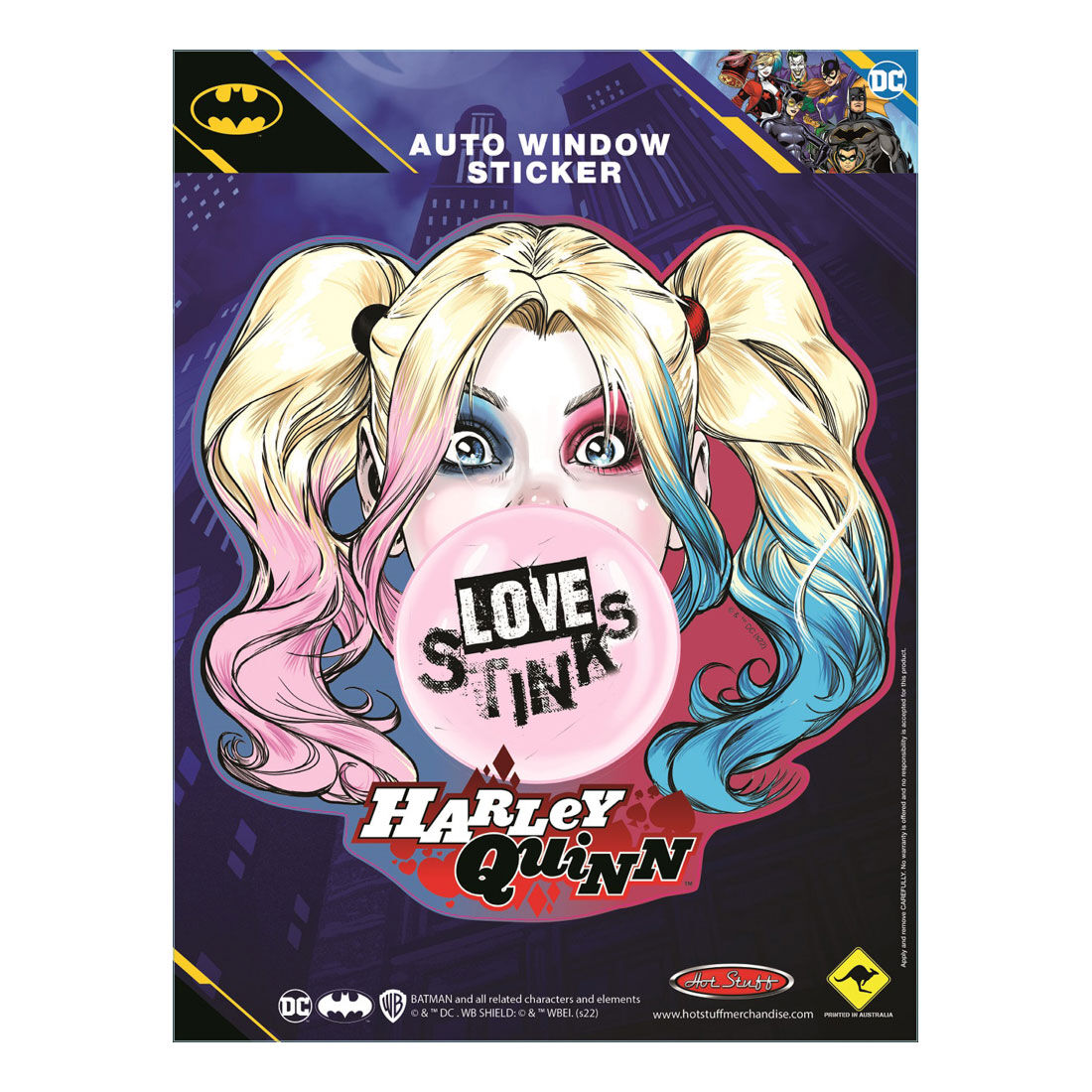 Hot Stuff Sticker Harley Quinn Love Stinks | Supercheap Auto New Zealand