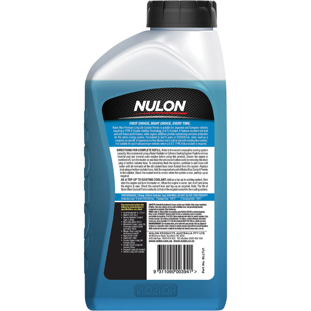 Nulon Anti-Freeze / Anti-Boil Blue Premix Coolant 1 Litre | Supercheap ...