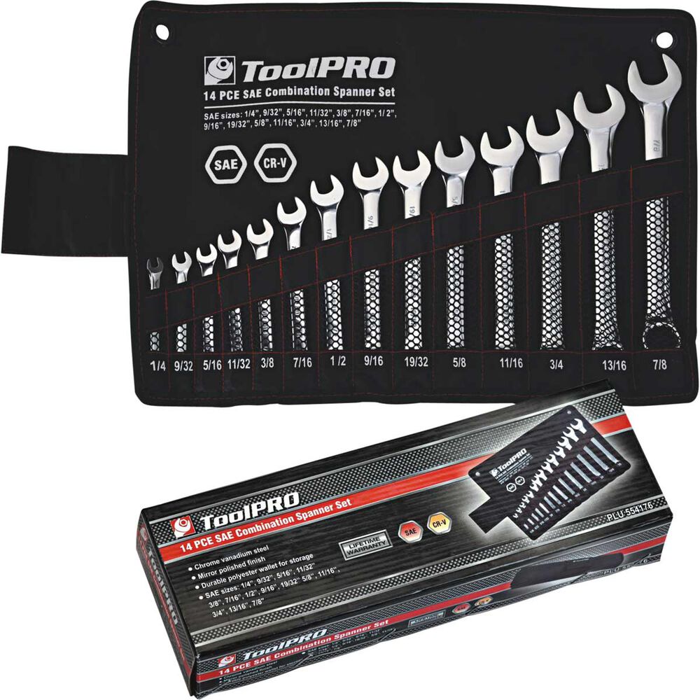 ToolPRO Spanner Set Combination SAE 14 Piece | Supercheap Auto New Zealand