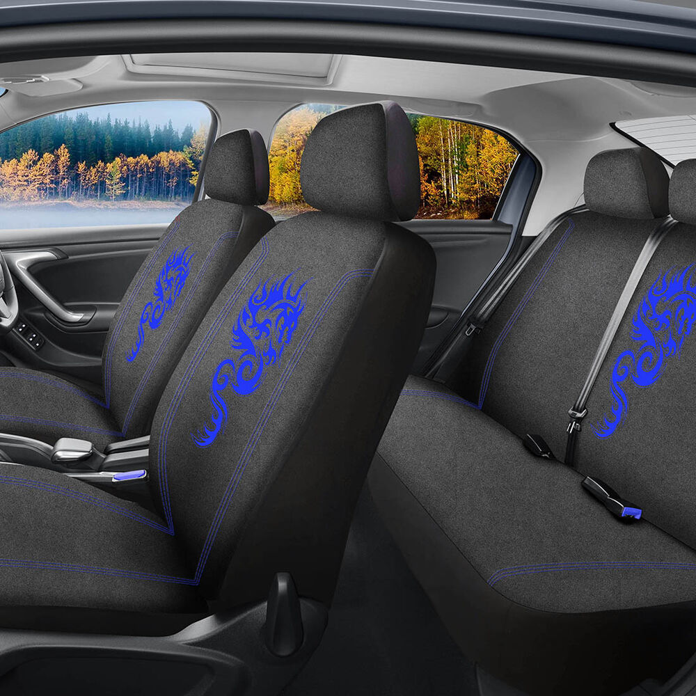 SCA Dragon Seat Cover Pack Blue Adjustable Headrests Airbag Compatible ...