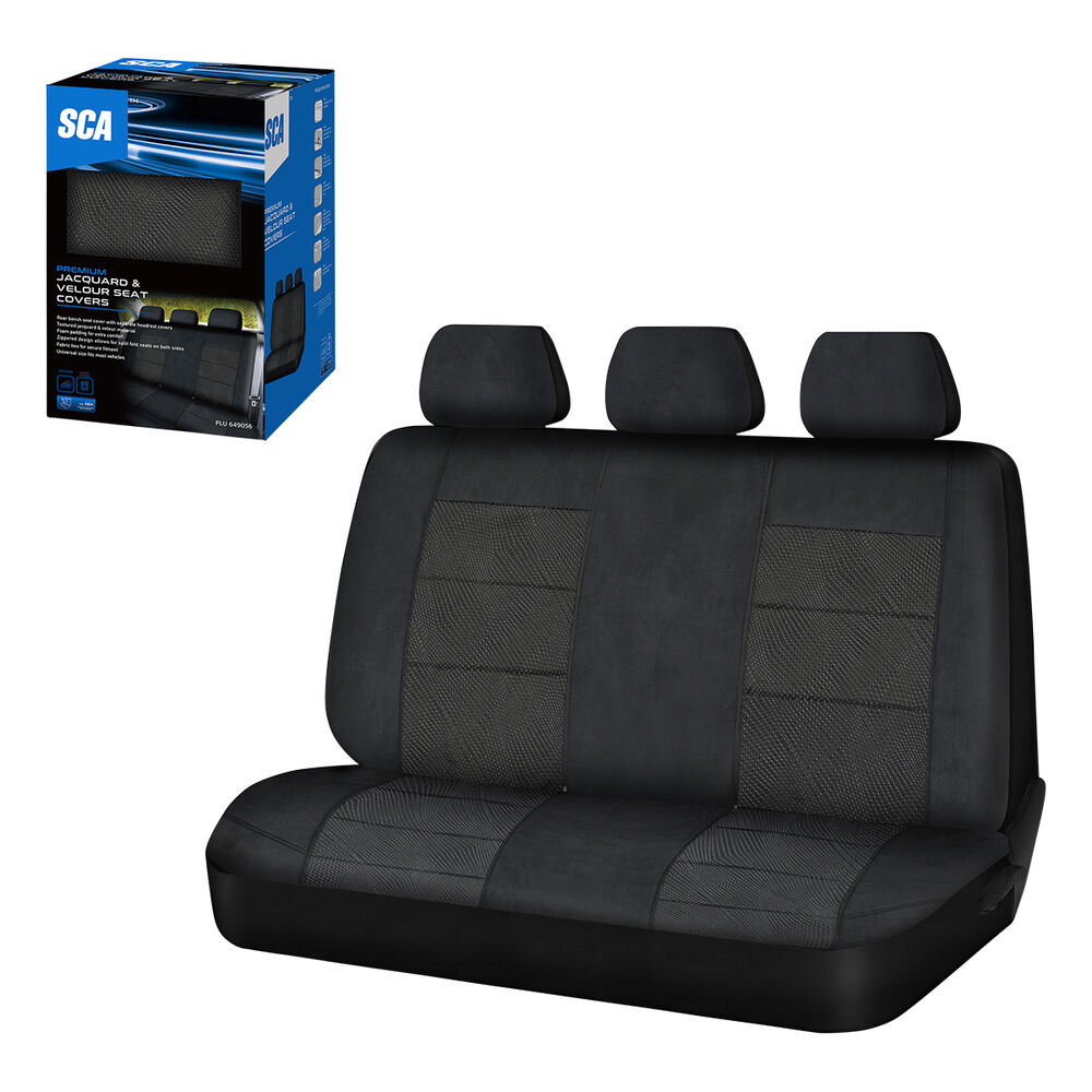 SCA Premium Jacquard and Velour Seat Covers Black Rear Seat Size ...