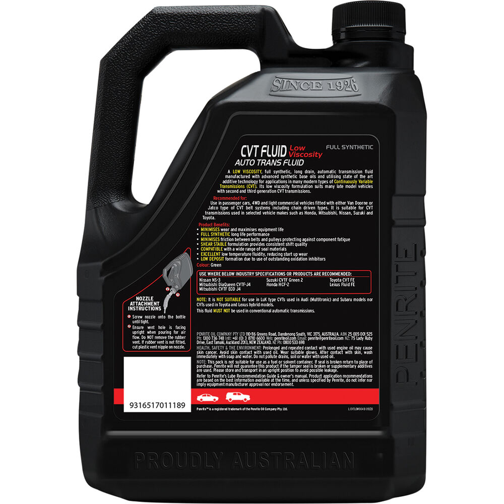 Penrite CVT Fluid Low Viscosity 4 Litre | Supercheap Auto New Zealand